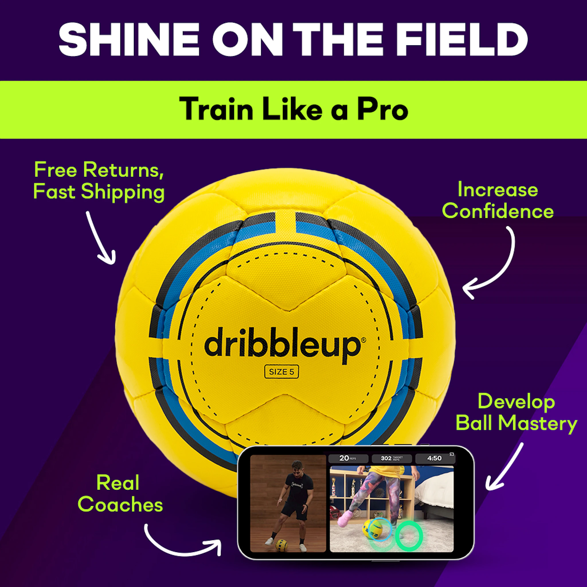 Dribbleup | Perfect Gifts For Kids Soccer Indoor Training Pack | Dribbleup